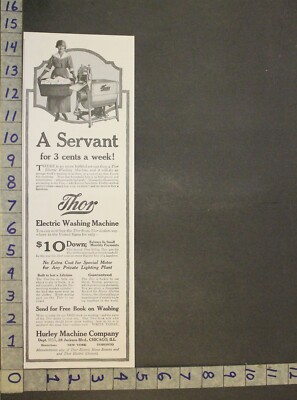 1919 HURLEY MACHINE COMPANY THOR LAUNDRY MACHINE FEMINISM HISTORIC AD ...