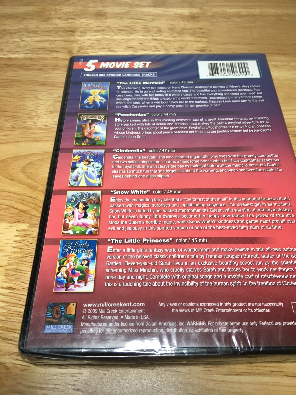 Princess Collection DVD 5 Movie Set - Snow White Cinderella Pocahontas ...