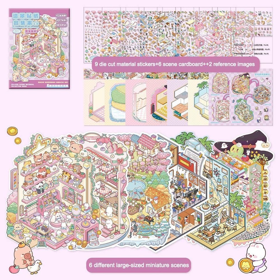 6Pcs 3D Landscape Sticker Book Landscaping Stickers Children Gift | eBay