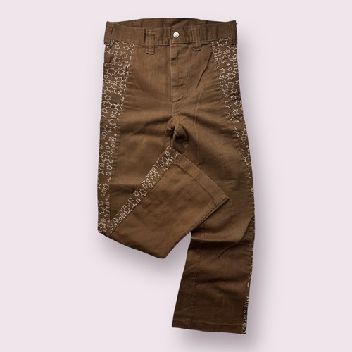 Vintage Men’s Brown Star Disco Flare Pants 28x28 70s Talon | eBay