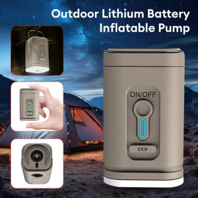 Electric Mini Air Pump Cordless Inflator Deflator Light for Camping Air ...