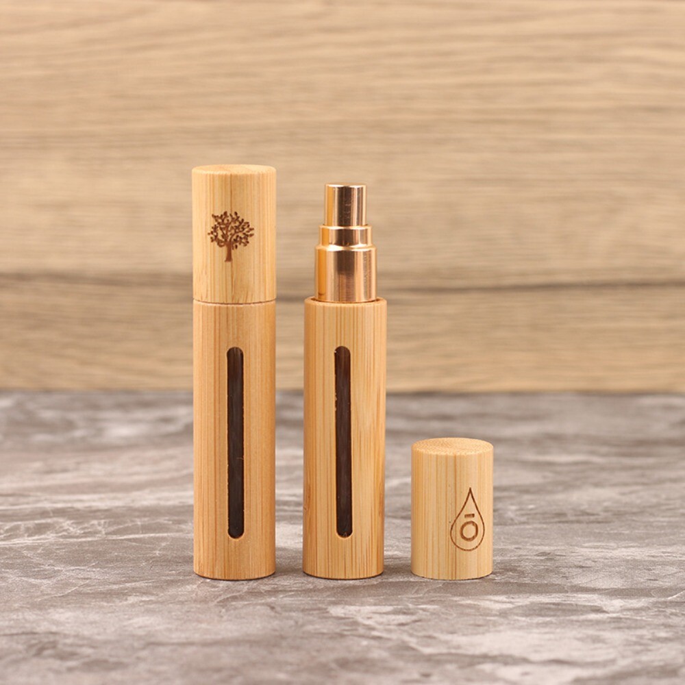 Mini Perfume Spray Bottle Bamboo Liquid Container Travel | eBay