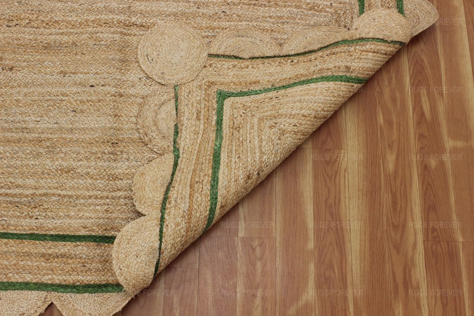 Scalloped Natural Jute Runner Hand-Braided Living Room Kilims Area Rug ...