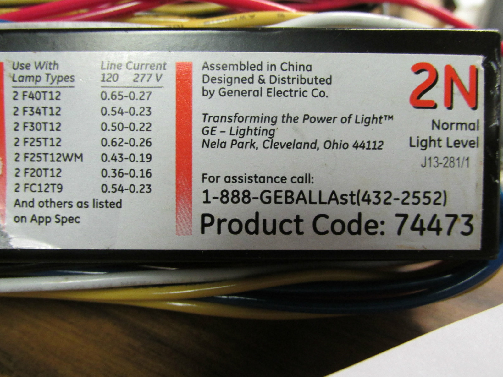 * GE PROLINE T12 2N 120-277V. BALLAST GE-240-RS-MV-N--DIY ...