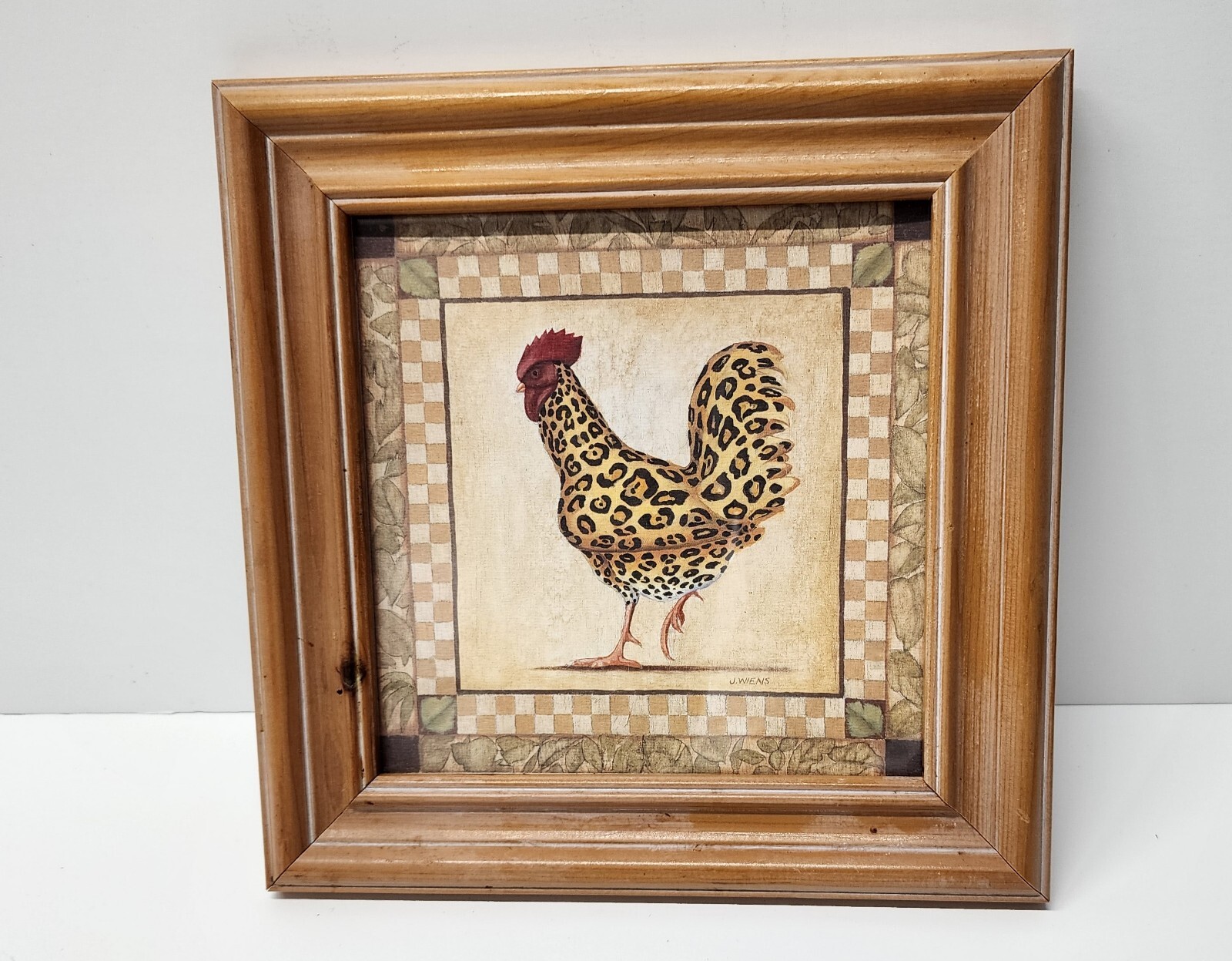 FRAMED Art by J. WIENS ROOSTER Chickens Rustic Country Kitchen Farm ...