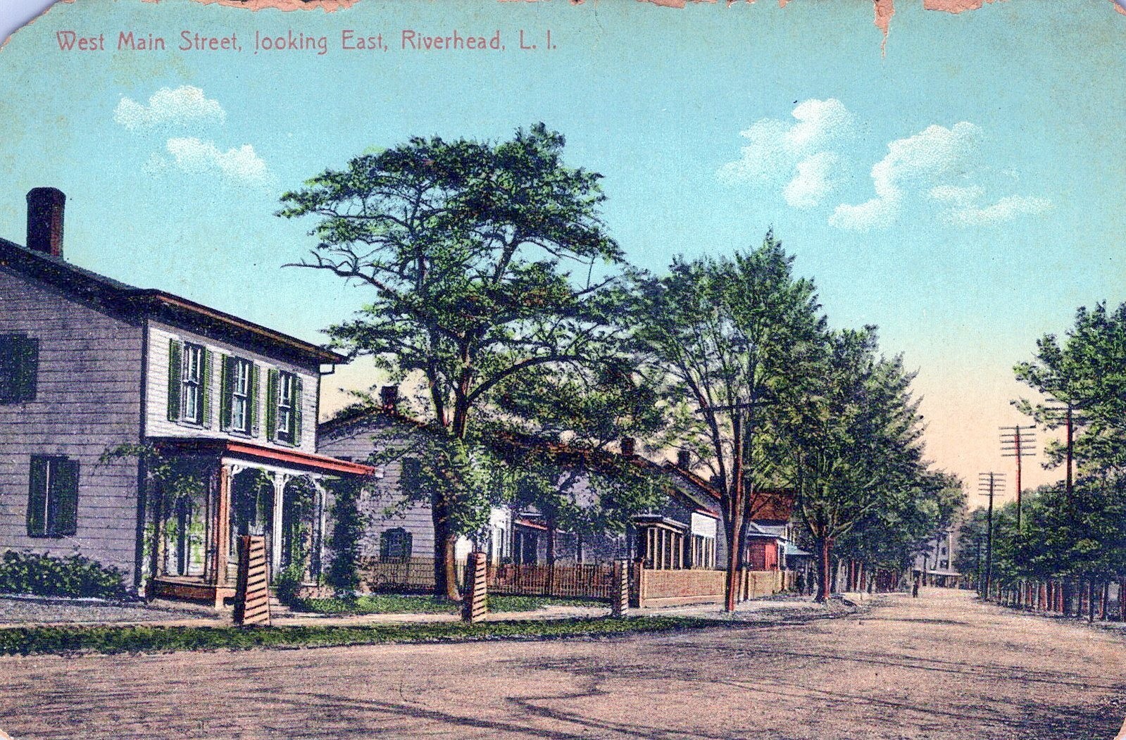 Riverhead Long Island New York West Main Street Looking East Postcard ...