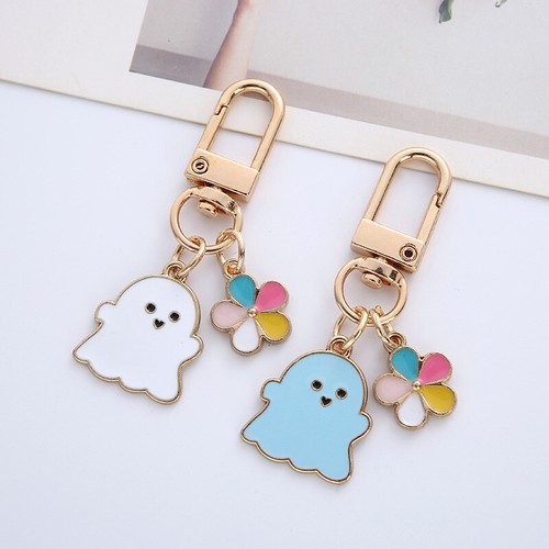 Cute Halloween Ghost Pendant Charm Keychain Keyring Car Key Ring ...