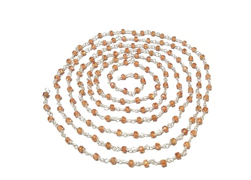 3-10 Feet Champagne Cubic Zirconia Rondelle Faceted 3mm Beads, Silver ...