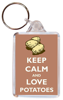 Keep Calm and Love Potatoes - Double Sided Large Keyring Xmas Christmas ...
