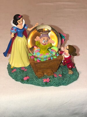 Disney Store Mini Snowglobe Snow White Dwarves Dopey Grumpy Cart Jewels ...