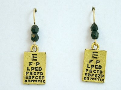 Goldtone Pewter & 14k GF Eye Chart Earrings-Doctor, Dr. Optometrist ...