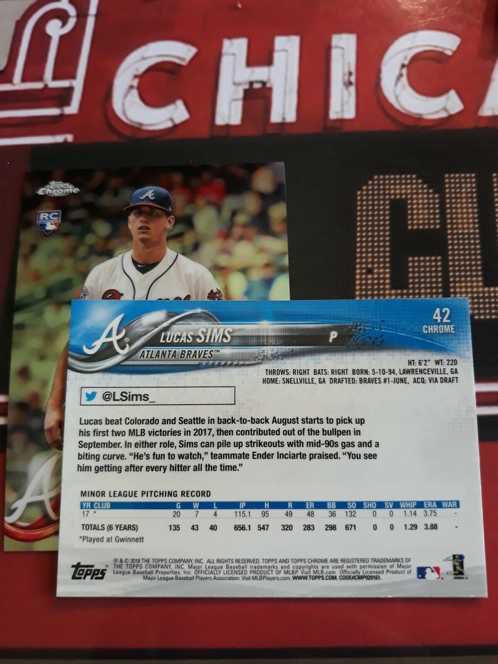 2018 Topps Chrome Lucas Sims Rookie Card Lot | eBay