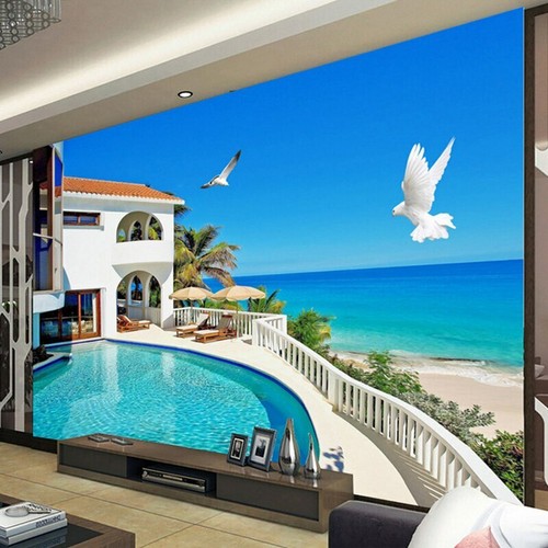PAPIER PEINT 3D OCEAN MER PAYSAGE REVETEMENT MURAL HAUTE QUALITE 4 ...