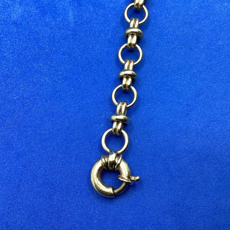 9ct 375 Gold Circle Link Chain Barrel Connector Bracelet | 22.21g CP ...