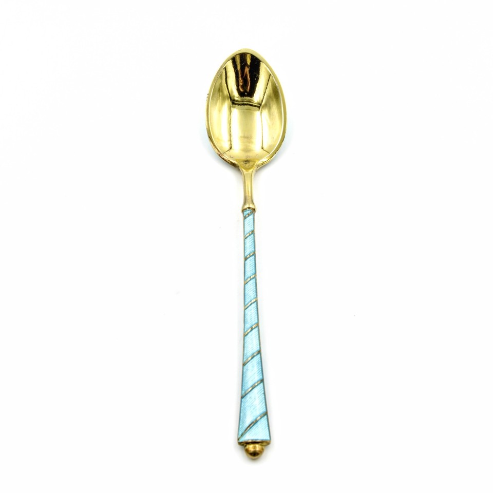 Guilloche Denmark Sterling Guilloche Enamel Flatware Set W/ Box Lot of ...