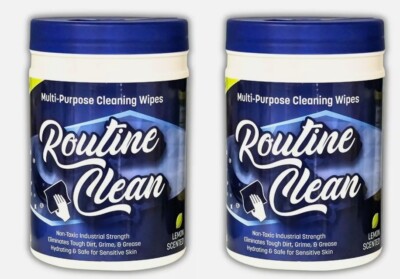 2 ROUTINE CLEAN MULTI PURPOSE CLEANING WIPES 160 WIPES LEMON SCENTED ...