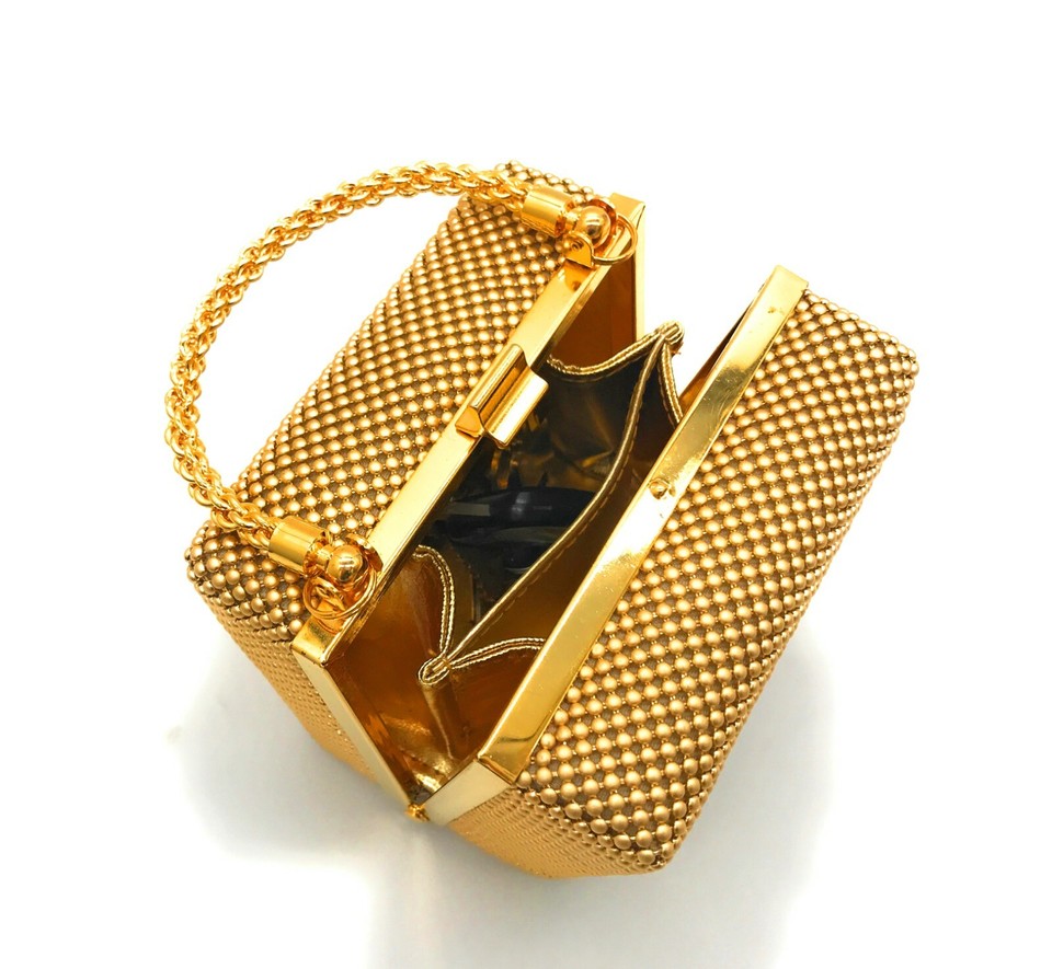 XX-Small Metal Beaded Mesh Evening clutch purse with Shoulder strap and ...
