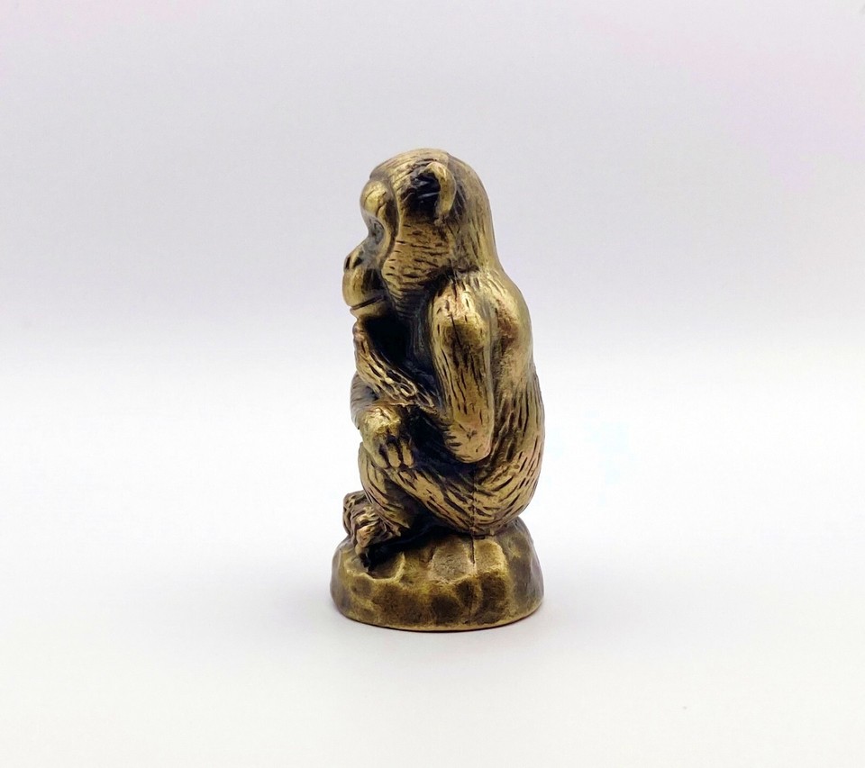 Lamp Finial-THINKING MONKEY-Aged Brass Finish, Highly detailed metal ...