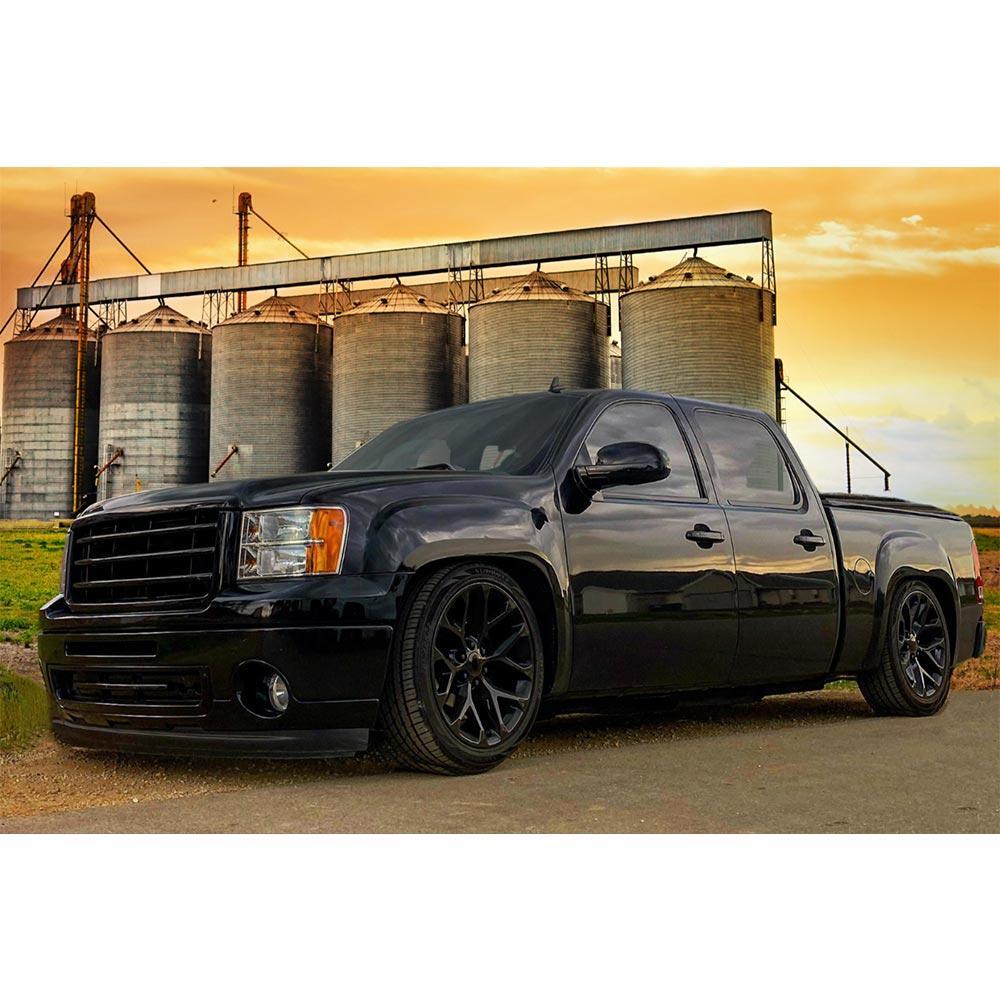 22 inch Gloss Black Snowflake Rims 285/45R22 Tires TPMS Set Fits Sierra ...