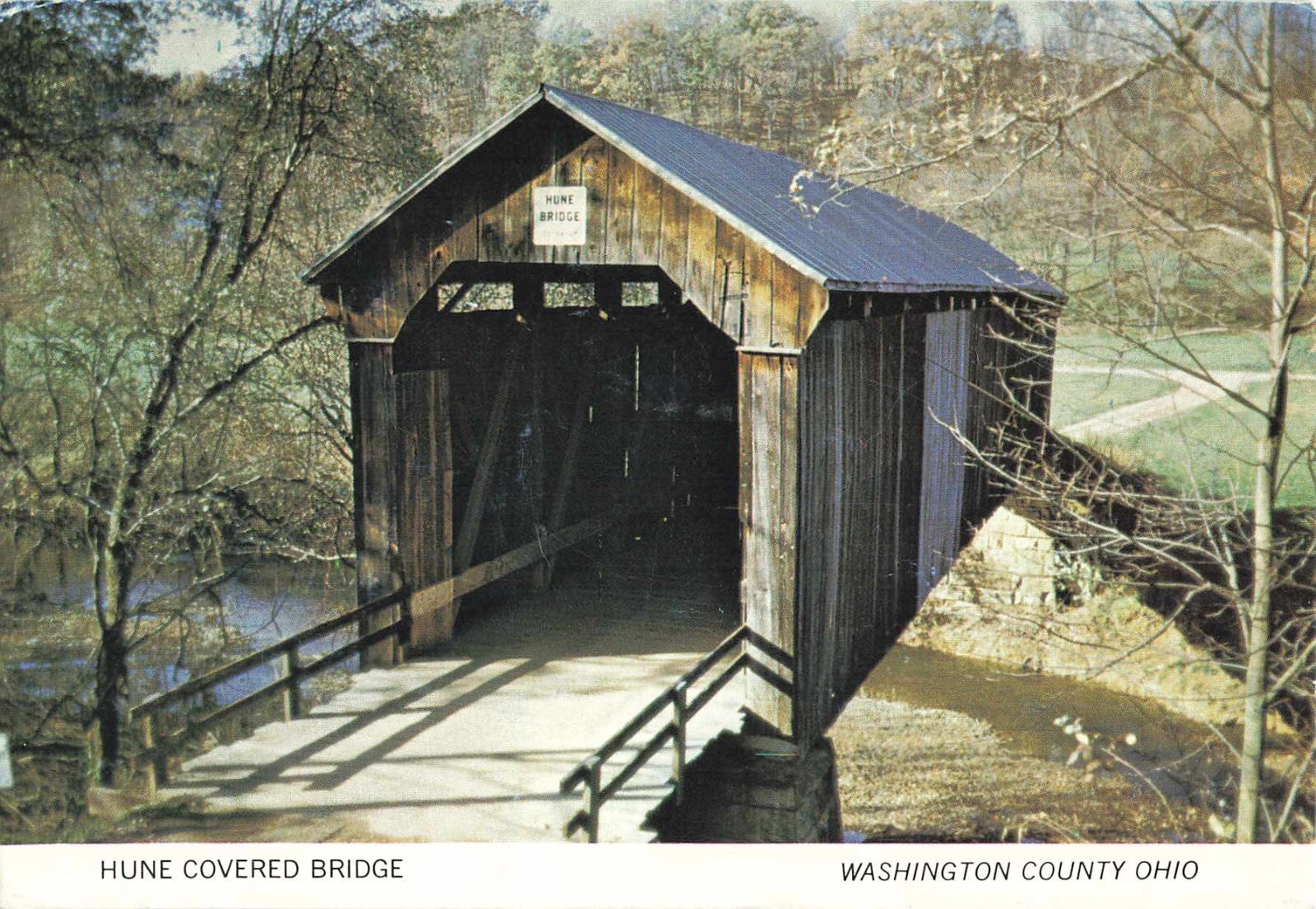 Postcard Hune Covered Bridge Washington County Little Muskingum Ohio 1981 | eBay