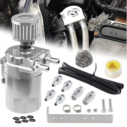 Oil Catch Can Kit Reservoir Baffled Tank & Breather Filter Universal ...