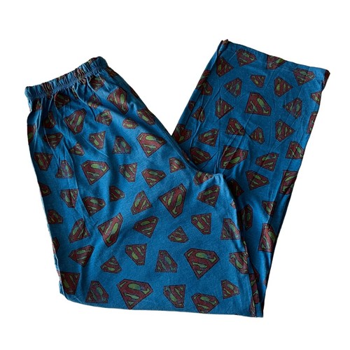 Mens Superman XXL Pajama Pants DC Comics Blue Draswstring Cotton Blend ...
