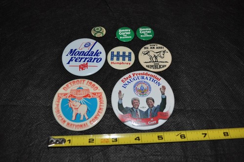 Political Buttons: Republican Convention 80, Humphrey, Carter, Mondale ...