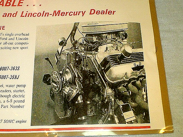 THREE VINTAGE 1960's FORD 427 OHC SOHC DRAGGIN ENGINE ADVERTISING PAPER ...