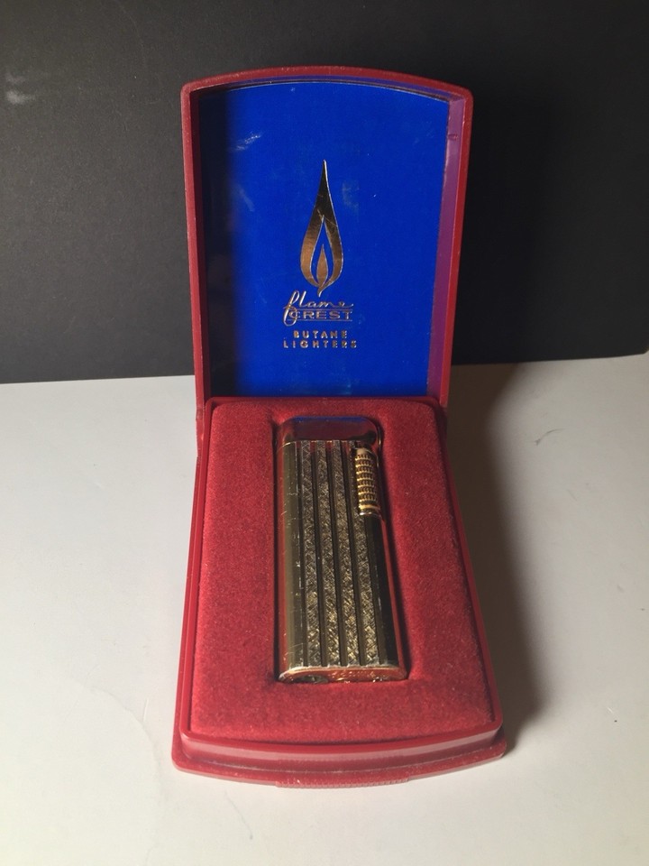 Antique Flame Crest Butane Torch Lighter Gold Chrome Collectible Rare ...