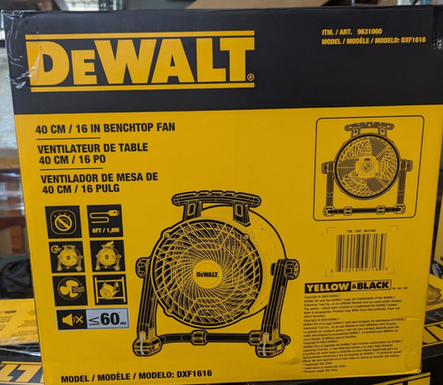 Dewalt 16 Inch 3-Speed Portable Shop Job Fan Benchtop Hanging 4000 CFM ...