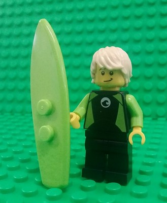 *NEW* Lego Surfer Dude Minifig w Green Surfboard Double Face Fig x 1 ...
