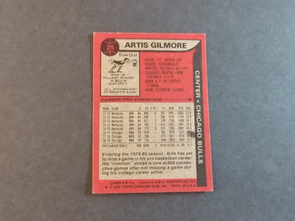 1979-80 Topps Basketball Artist Gilmore #25 NM | eBay