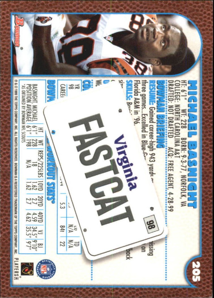 1999 Bowman Interstate Cincinnati Bengals Football Card #205 Michael ...