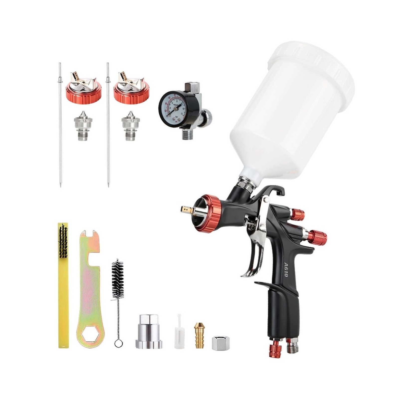 AEROPRO TOOLS R500 LVLP Air Spray Gun with 1.3/1.5/1.7mm Nozzles & Air ...