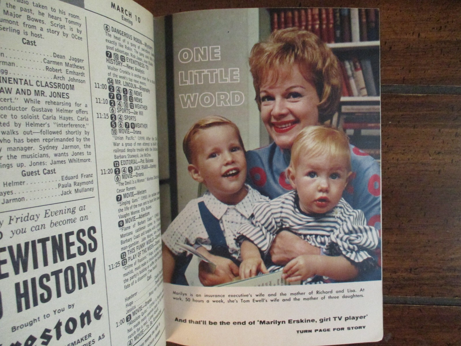 1961 TV Guide(MARILYN ERSKINE/RAYMOND BURR/ZALE PARRY/JANET DE GORE ...