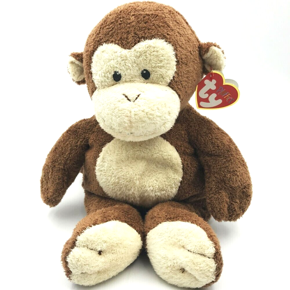 TY BEANIE BABIES - PLUFFIES - DANGLES - BROWN & TAN MONKEY - RETIRED ...