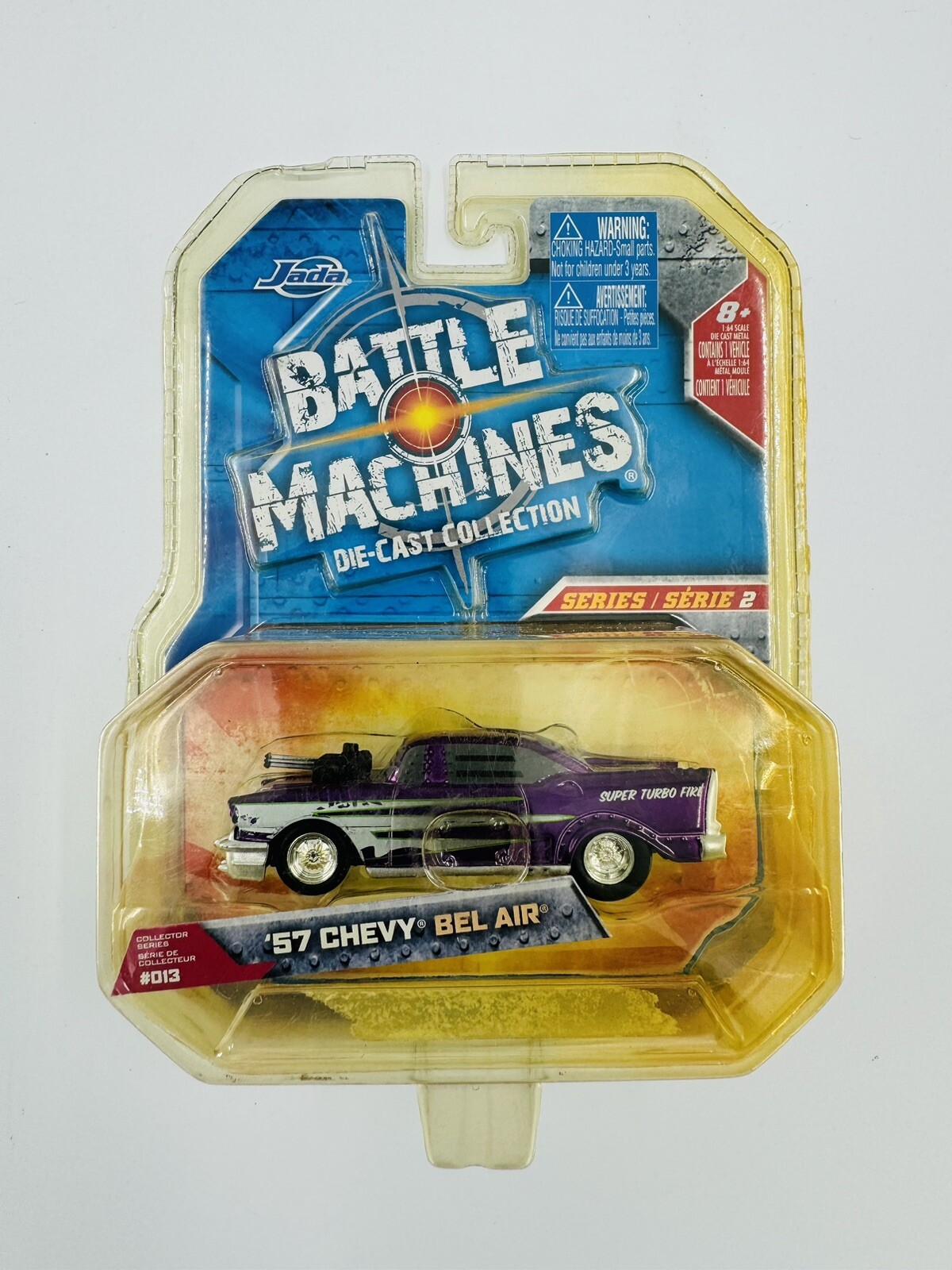 Jada Battle Machines '57 Chevy Bel Air 013 1:64 Purple Super Turbo Fire ...