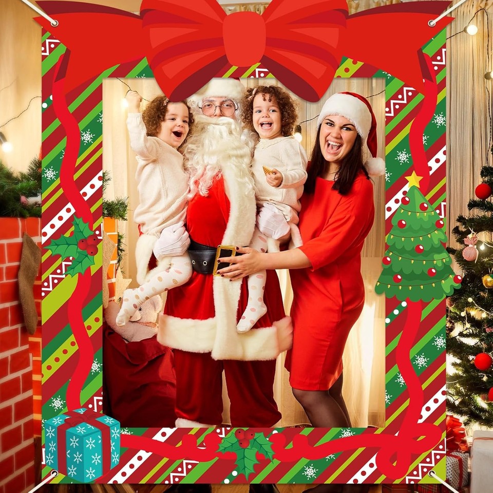 Christmas Party Decorations Bowknot Gift Box Photo Booth | eBay