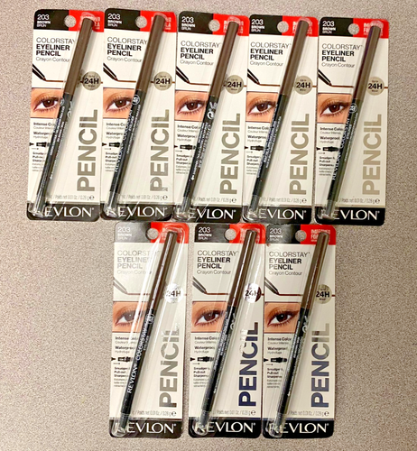 LOT OF 8 PIECES REVLON COLORSTAY EYELINER PENCIL #203 BROWN 0.01 oz ...