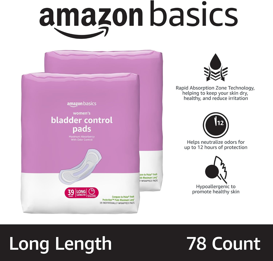 Incontinence Pads for Women Long, Bladder Control, Postpartum, Maximum ...