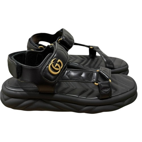 Gucci Double G Leather Matelasse Marmont Black Dad Sandal 40 | eBay