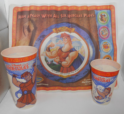 1997 McDonald's Hercules Disney Waxed Paper Cups & Tray Liner | eBay