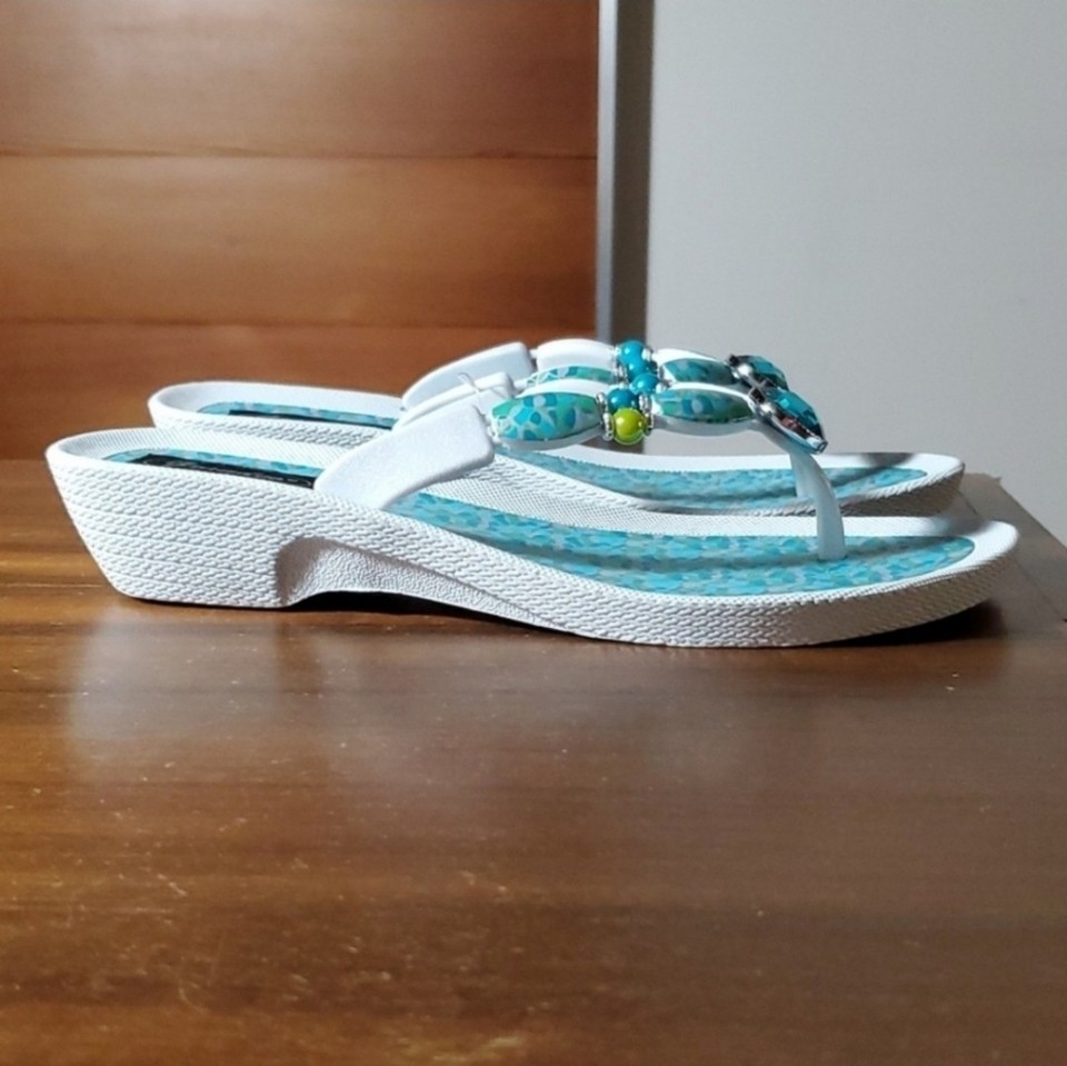 Grandco Size 9 NWT Sandals Lightweight Flip Flops Heel Turquoise ...