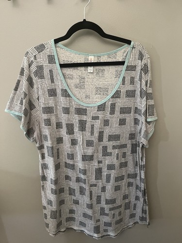 LuLaRoe Classic T 3XL - White/Grey With Mint Trim | eBay