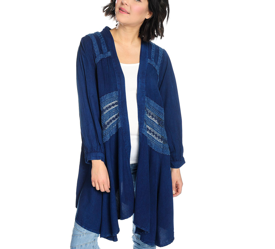 NEW Indigo Thread Co Woven Cascading Open Front Cardigan with Lace ...