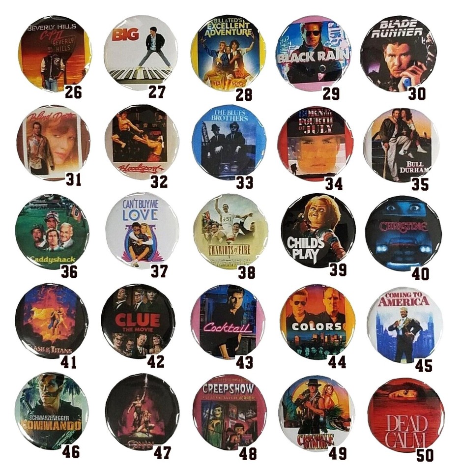 80's Movie Pinback Buttons CHOOSE YOUR SET 80's Retro Party Pop Culture ...