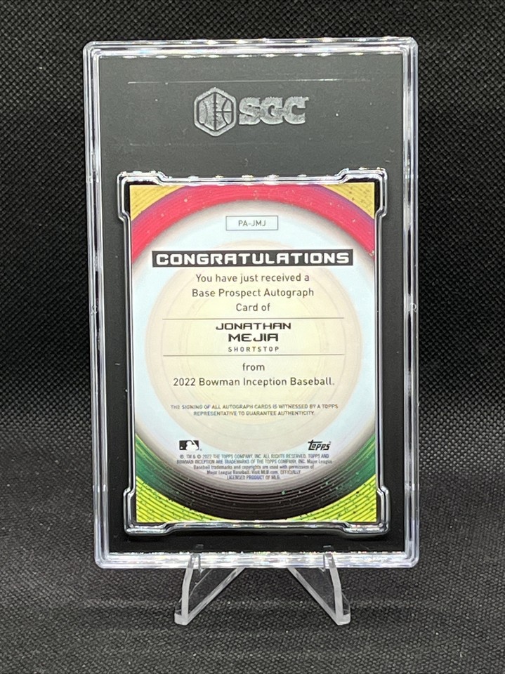 2022 Bowman Inception Gold Foil Autograph Jonathan Mejia /50 Gem SGC 10 ...