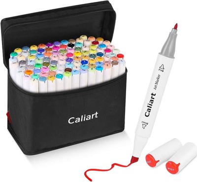 Caliart Alcohol Markers, 100 Colors Dual Tip Art Markers Sketch Markers ...