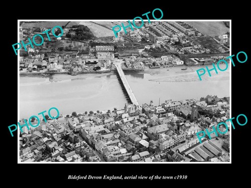 OLD 6 X 4 HISTORIC PHOTO OF BIDEFORD DEVON ENGLAND AERIAL VIEW OF TOWN ...
