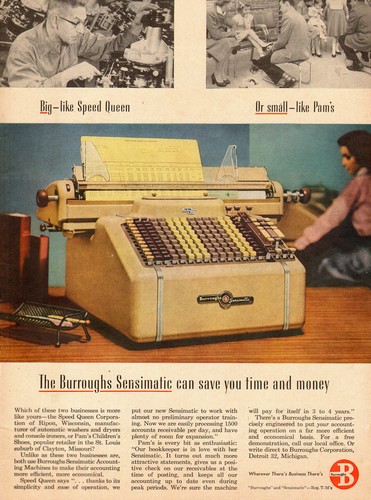 1956 vintage AD Burroughs Sensimatic Accounting Machines bookeeping ...